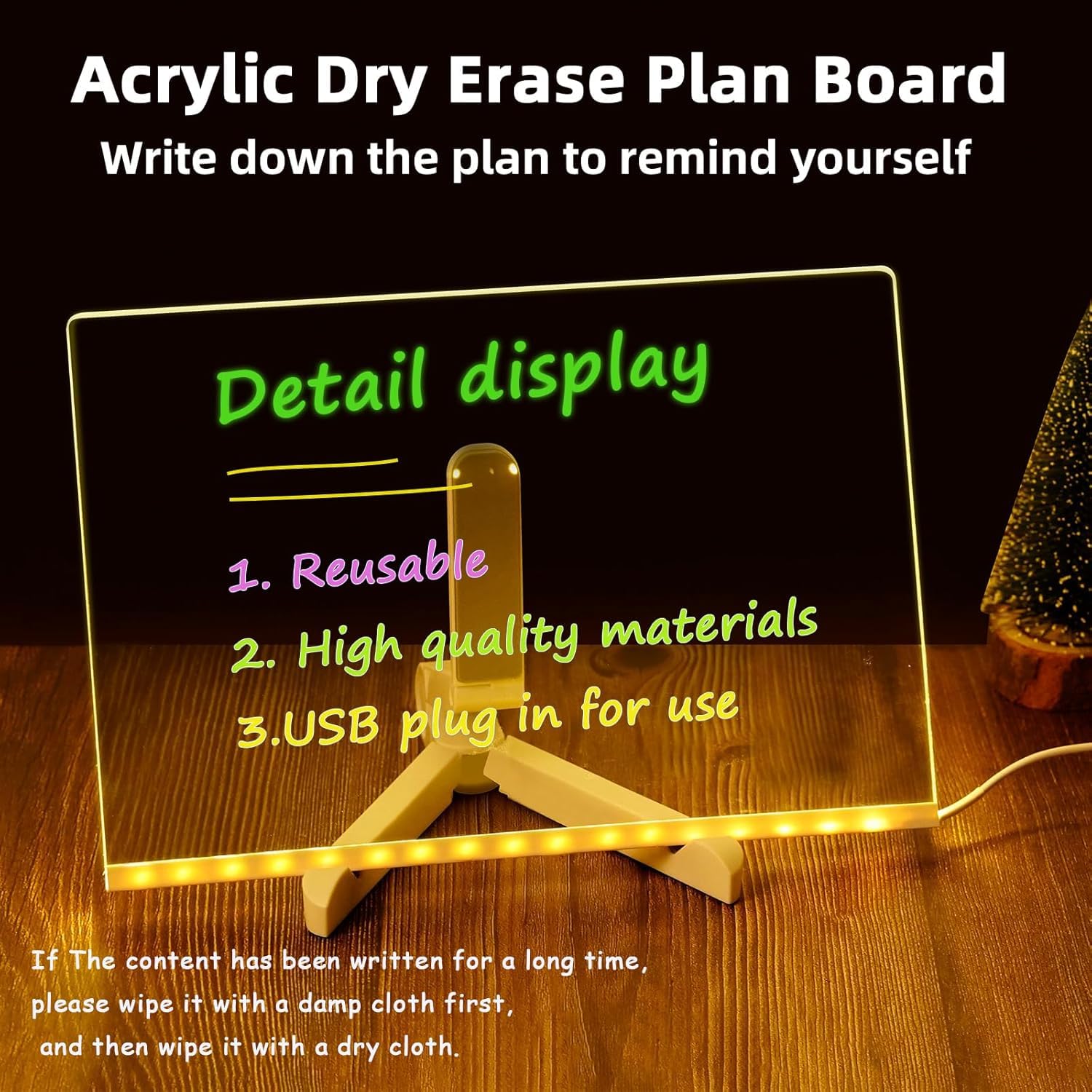 LED Note Board with Colors, 30 X 20CM Acrylic LED Drawing Board 7 ...