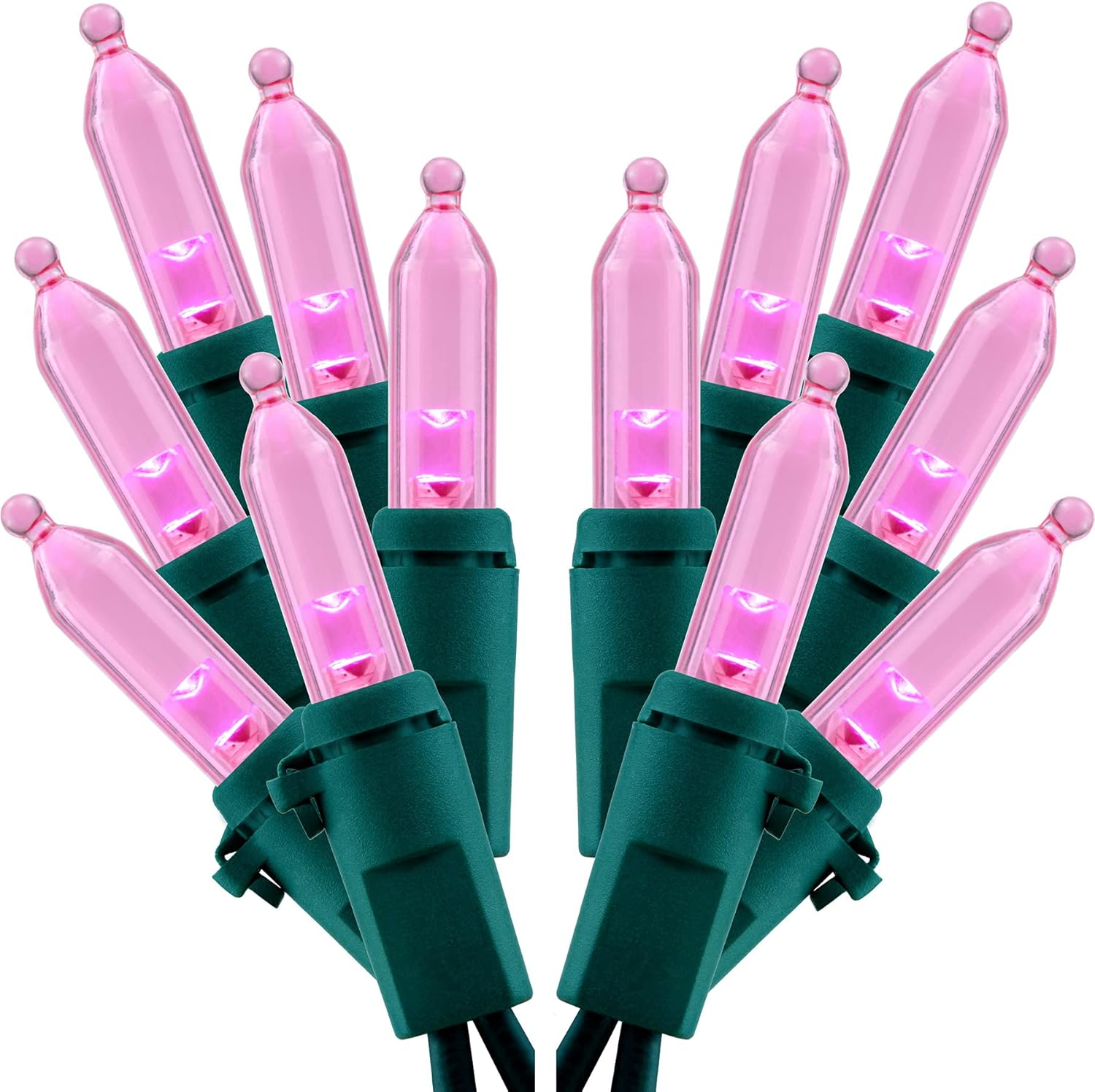 Amazon.com: SWEET SHINE Pink LED Christmas Lights, Pack of 2 Sets 25 Ft ...