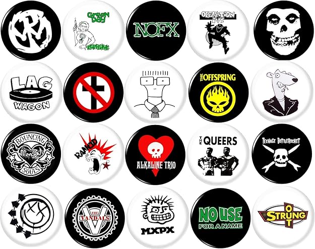 Amazon.com: Generic 20 x Pop Punk pins button set of 20 1""inch (25mm ...