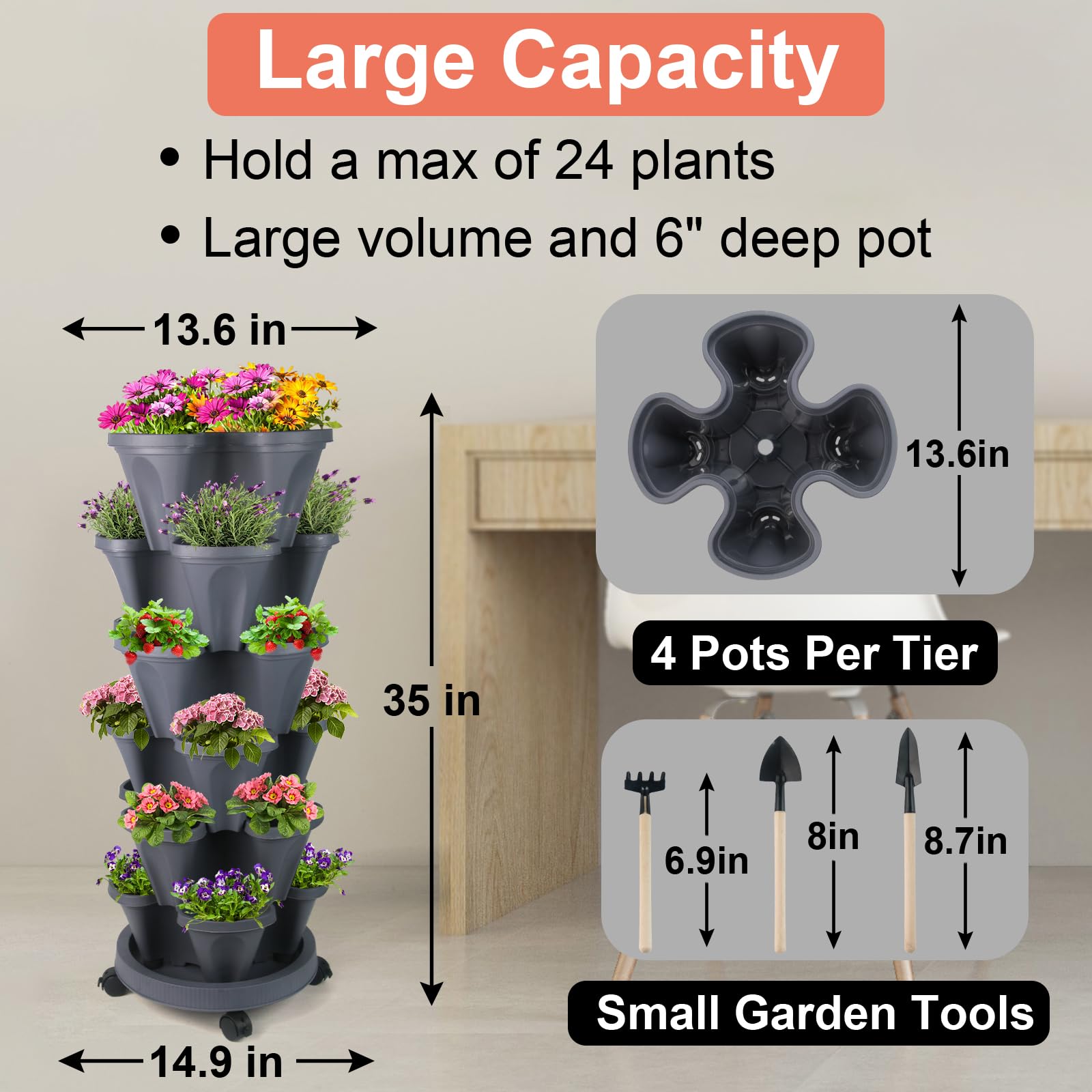 Snapklik.com : Vertical Planter 6 Tier Stackable Planters Garden ...