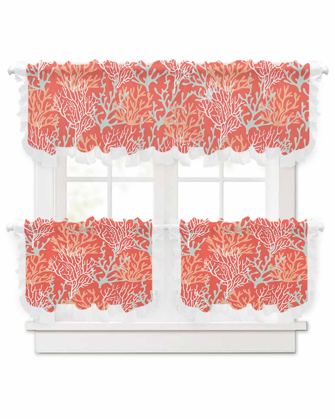 Cortinas Color Coral Naranja Fleco De Torzal Rayón Coral Telas El