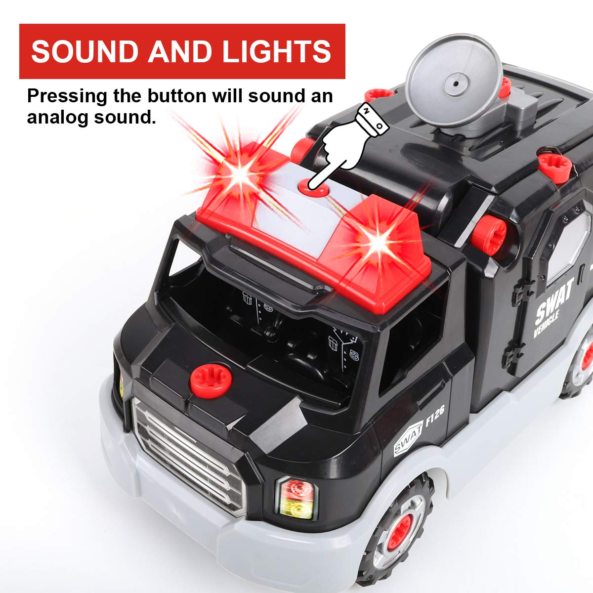 GILOBABY Take Apart Police Car with 4 Policemen, STEM Toy DIY Car with ...