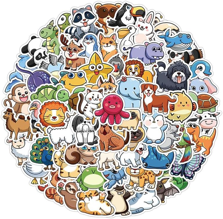 Amazon.com: 100 Pcs Cute Animal Stickers for Kids, Cute Vsco Stickers ...