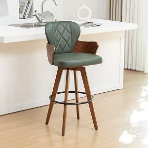 Amazon.com: YOUUGIOR 30” Swivel Bar Stools,Green Faux Leather Bar ...