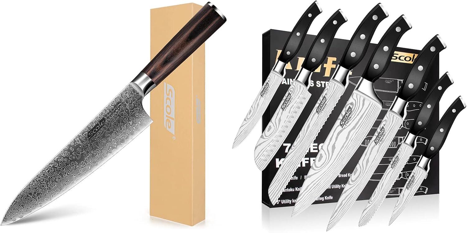 Amazon.com: SCOLE® Chef Knife Bundle - Razor Sharp Chefs Knife 8 Inch ...
