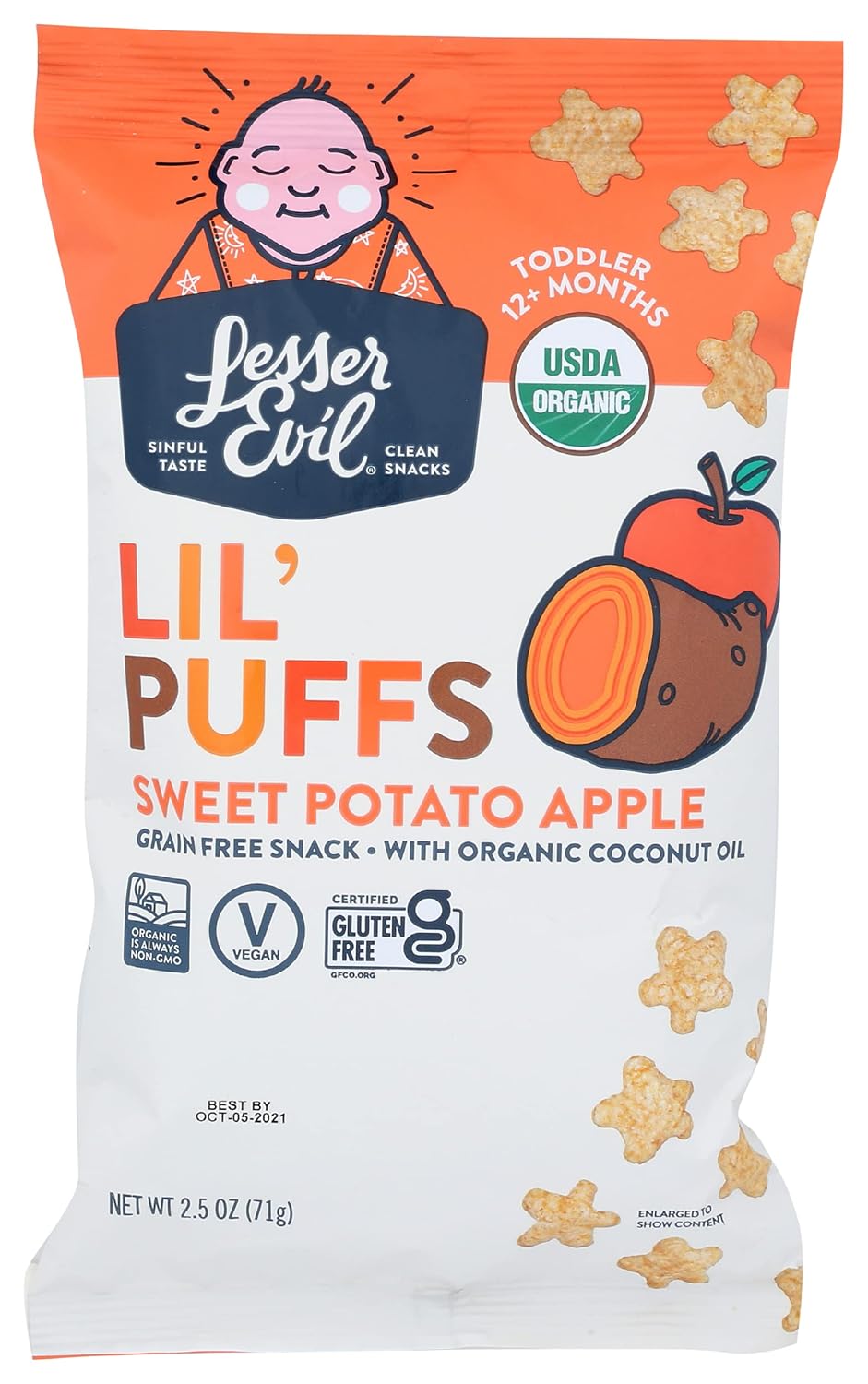 Buy LESSEREVIL Organic Sweet Potato Apple Lil' Puffs, 2.5 OZ Online at ...