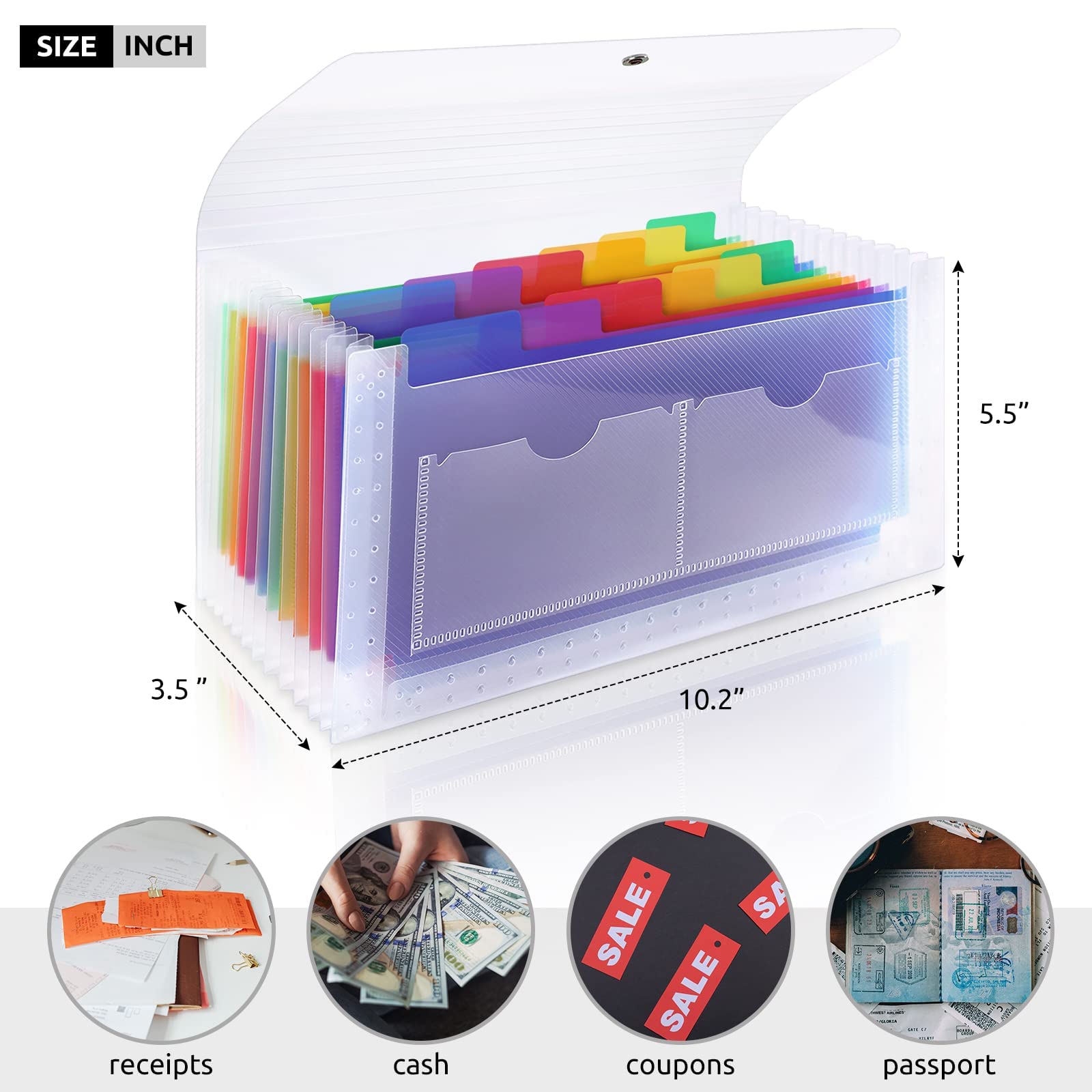 Snapklik.com : Receipt Coupon Organizer Holder, 13 Pockets Small ...