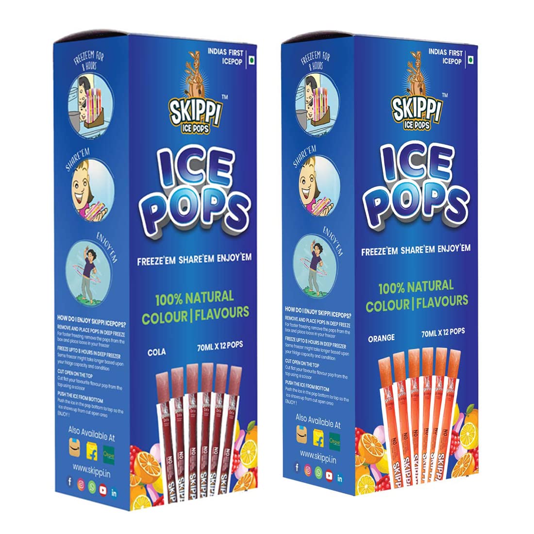 Buy Skippi Icepops 100% Natural Freezer Pops, Juice Bars, Ice Pops ...