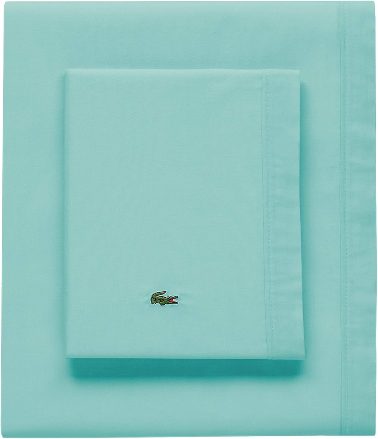 Amazon.com: Lacoste 100% Cotton Percale Sheet Set, Solid, Water Blue ...