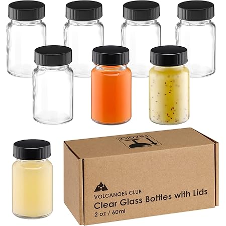 Amazon.com: 15 Pack 2 oz Glass Shot Bottles w/ Black Lids & 15 Labels ...