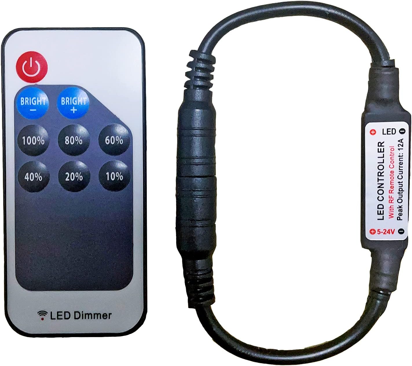 Megulla Wireless RF Remote LED Controller with DC Connector for Single ...