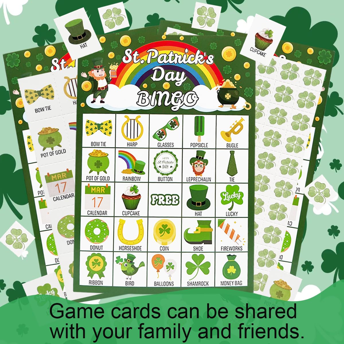 Snapklik.com : 33pcs St Patricks Day Cards For Bingo Game, 24 Players ...