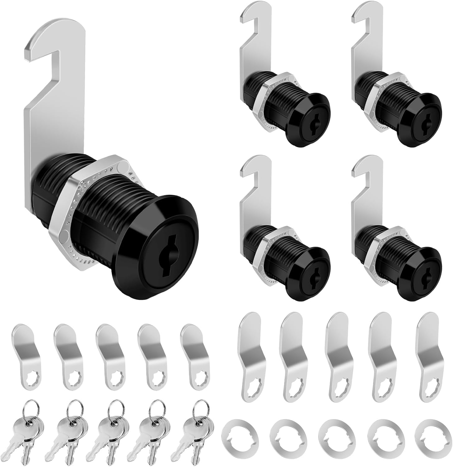 Pertinel 1-1/8" Cabinet Cam Lock with Keys 5PCS Black Cabinet Locks ...