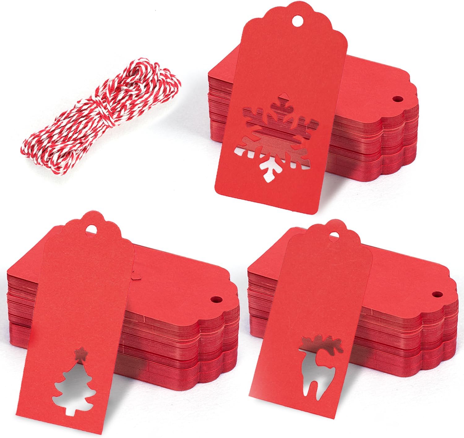 Amazon.com: Red Gift Tags Xmas Tags,150 Pieces Christmas Gift Tags ...