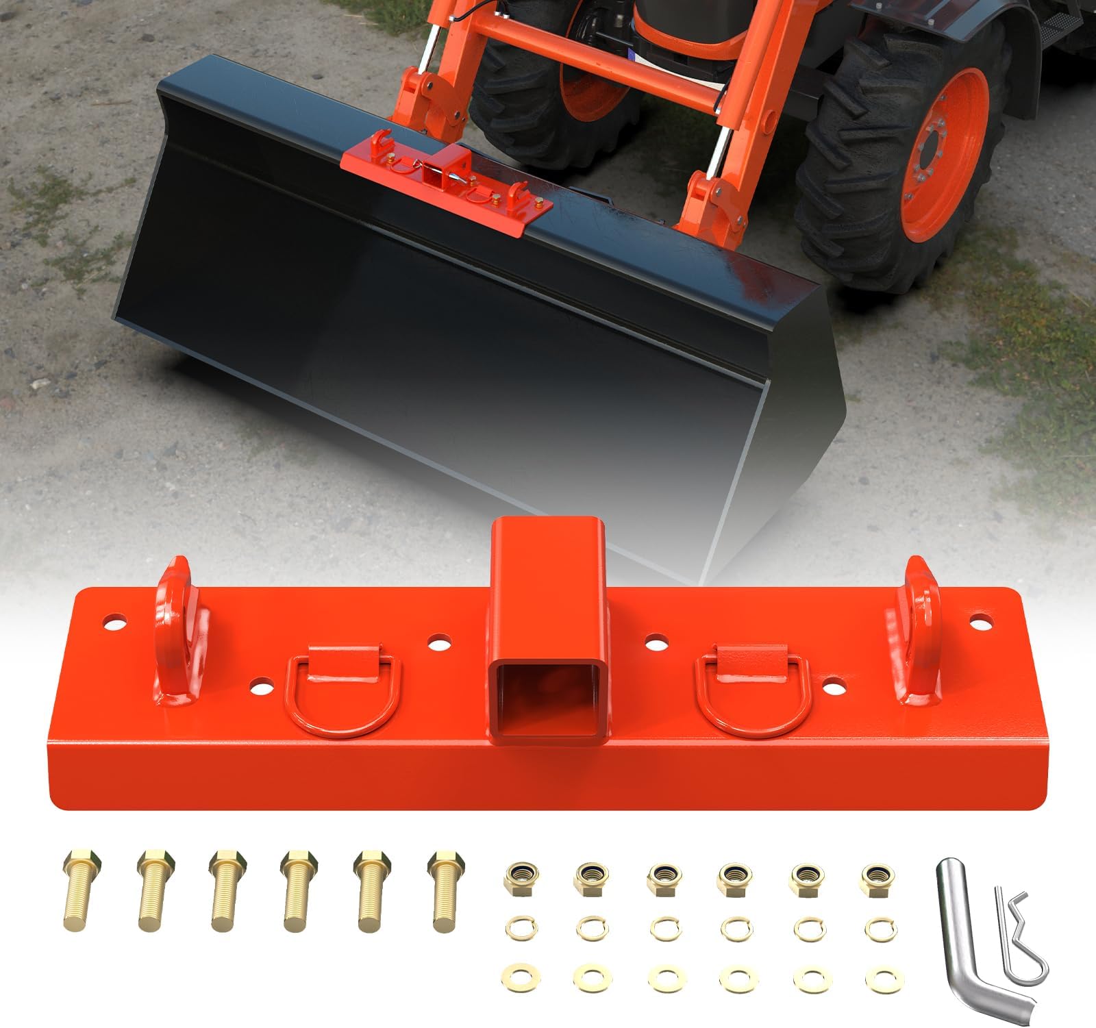 Sulythw Tractor Bucket Hooks 1/4" Bolt On Grab Hooks and 2" Receiver ...