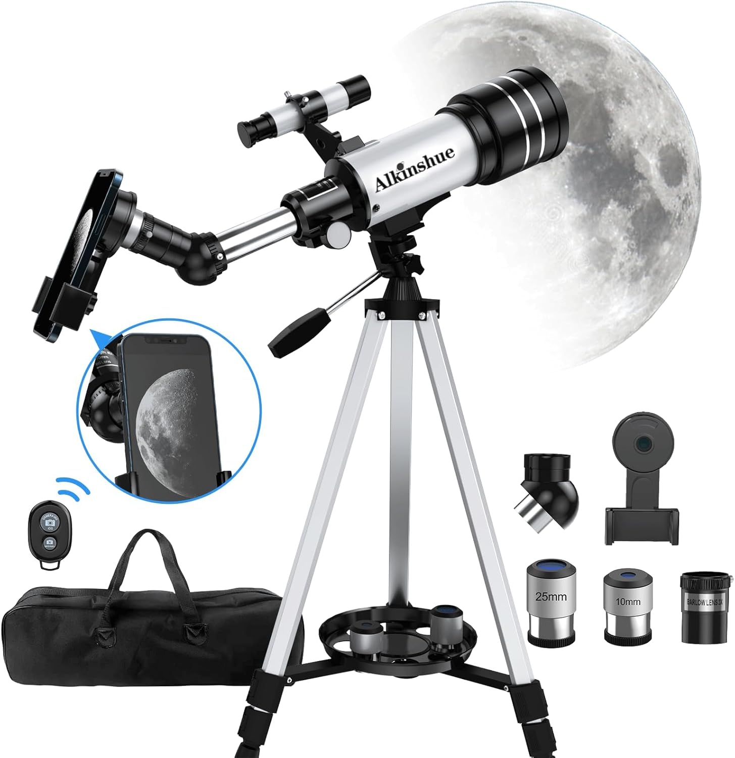 Amazon.com : Telescope 70mm Aperture 400mm -Magnification 24-180X ...