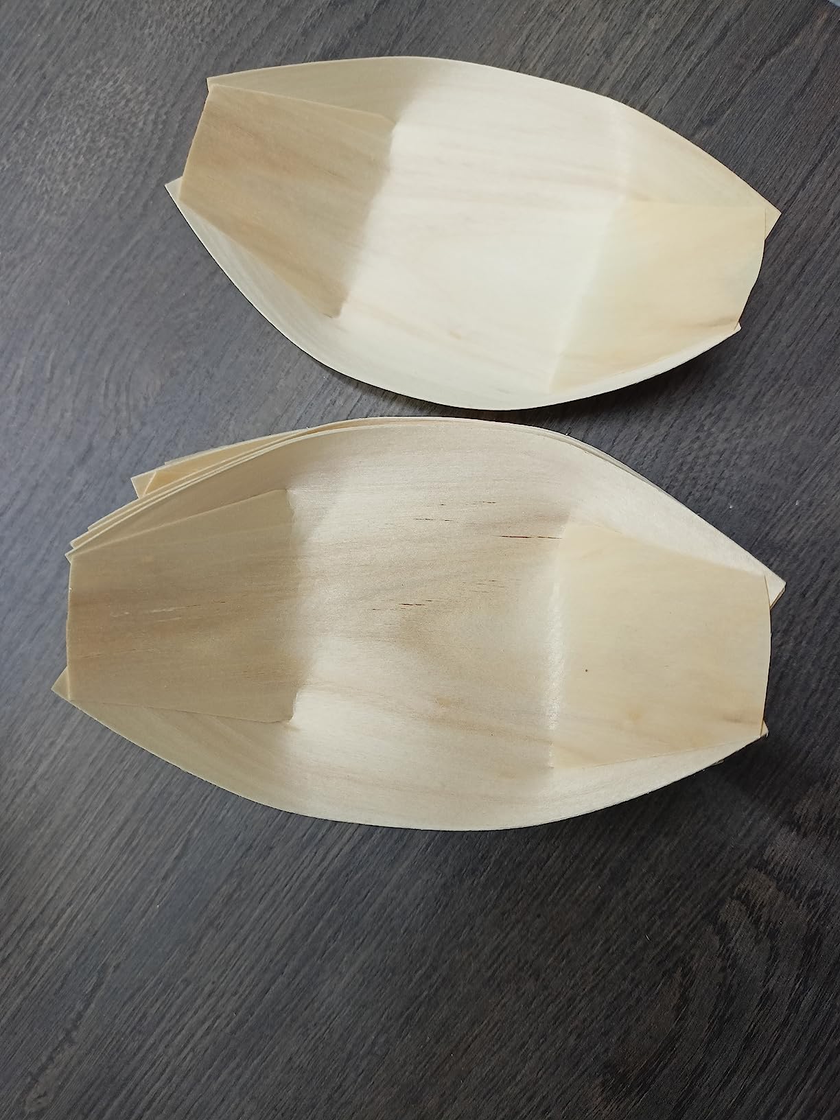 Pinewood Bamboo Boat 4.7 Inch Pack of 25 Pcs Disposable Pinewood ...