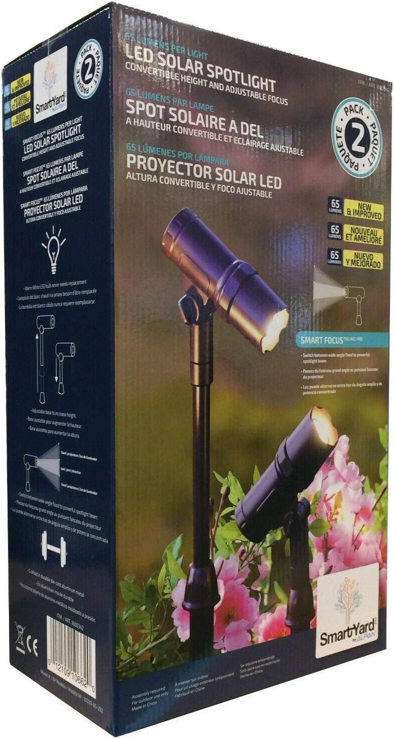 Smartyard SmartYard Solar LED Spotlight, 2 Count, Bronze, Warm White ...
