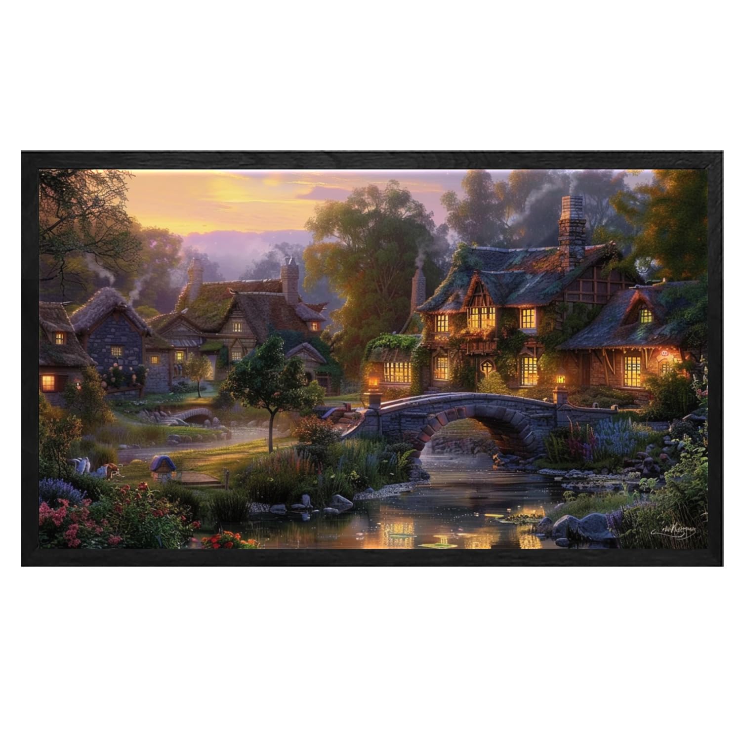 Amazon.com: BOHU ARTS Cobblestone Bridge Canvas Art Paintings Landscape ...