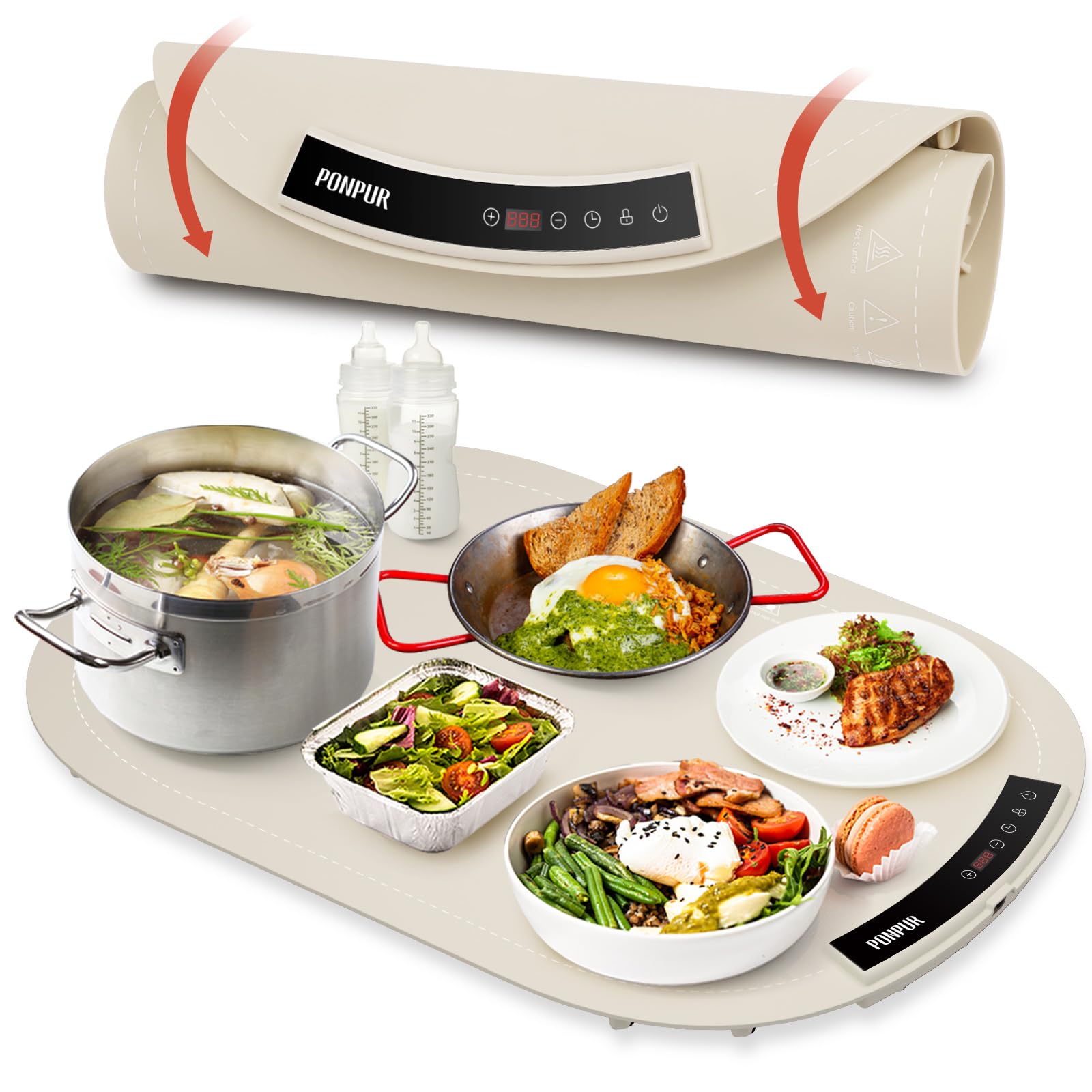 Electric Warming Mat with 3 Adjustable Temperature, PONPUR Foldable ...