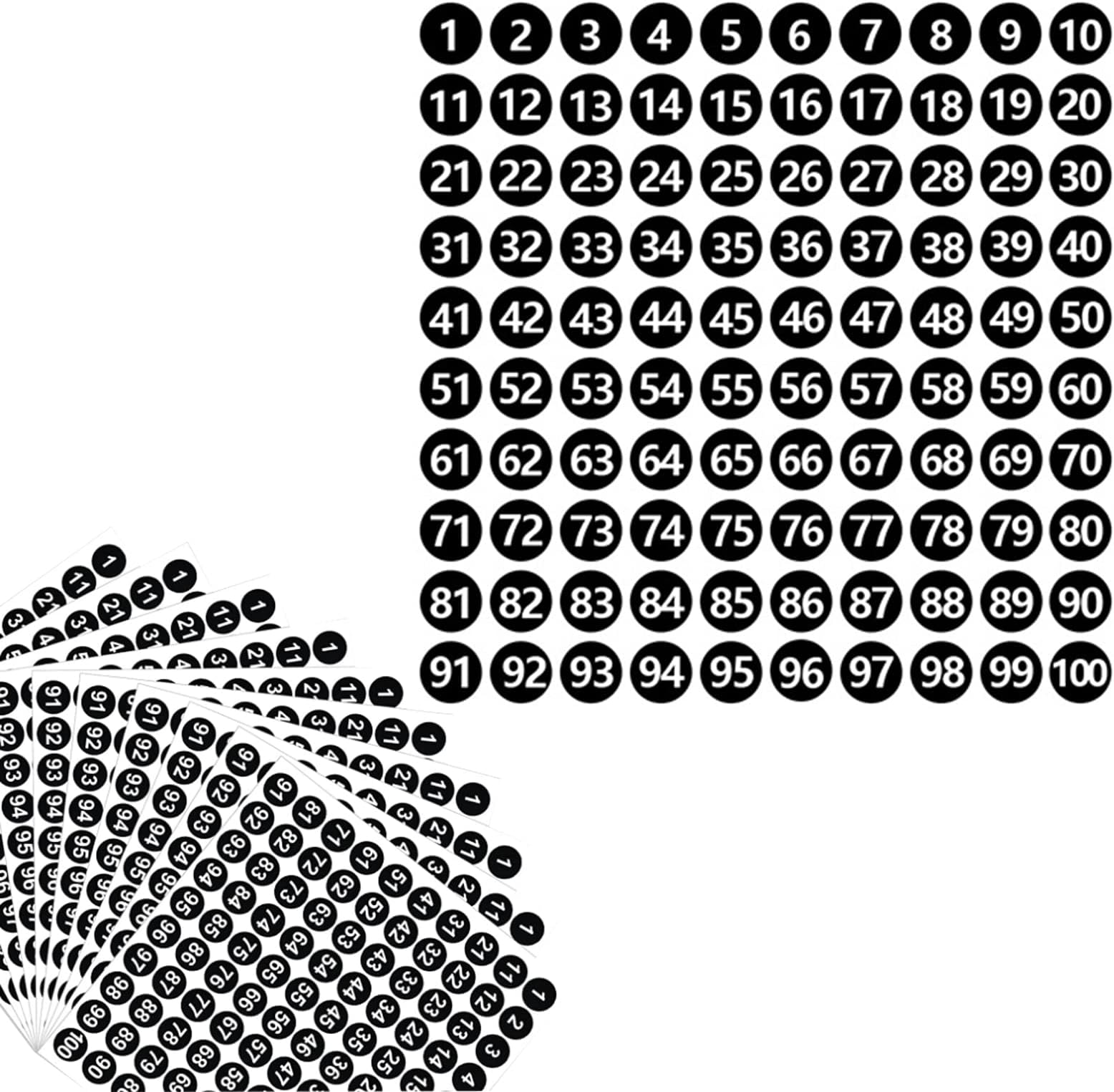 10pcs Number Stickers,1 to 100 Vinyl Consecutive Number Stickers,Self ...