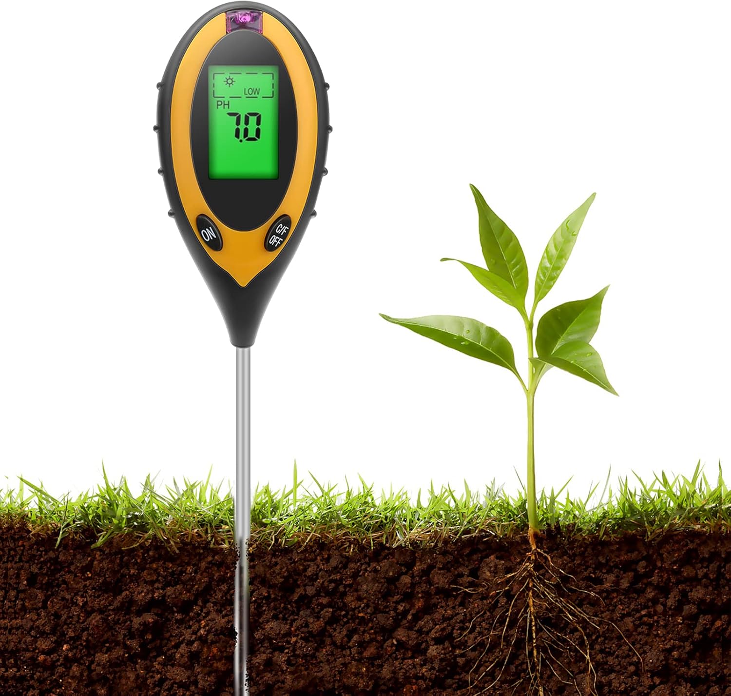 Aytop Soil Moisture PH Meter, Soil Tester for Garden 4 in 1 Soil PH ...