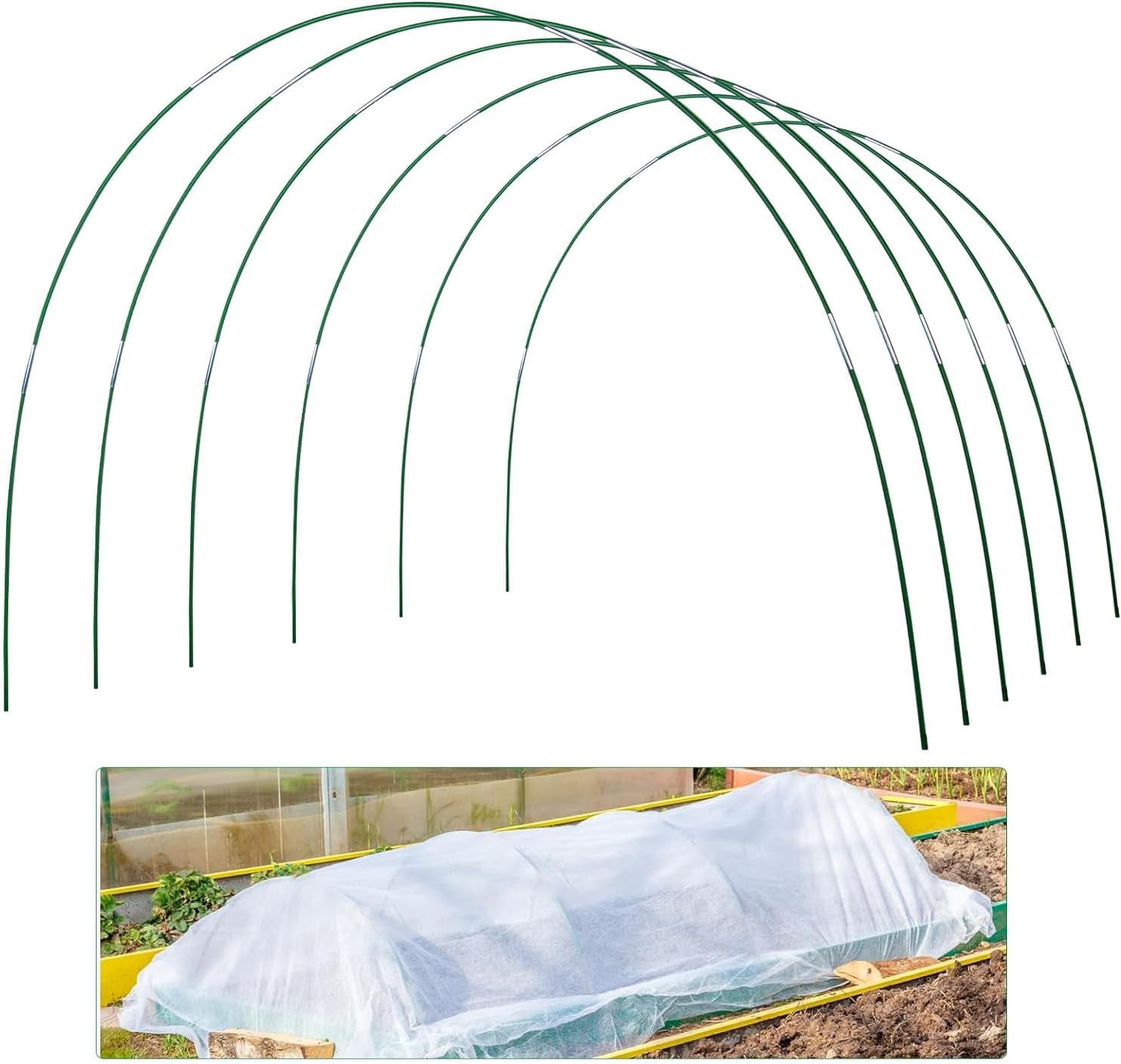VASLON Garden Hoops for Raised Beds, 30Pcs 17 Inch Rust-Free Fiberglass ...