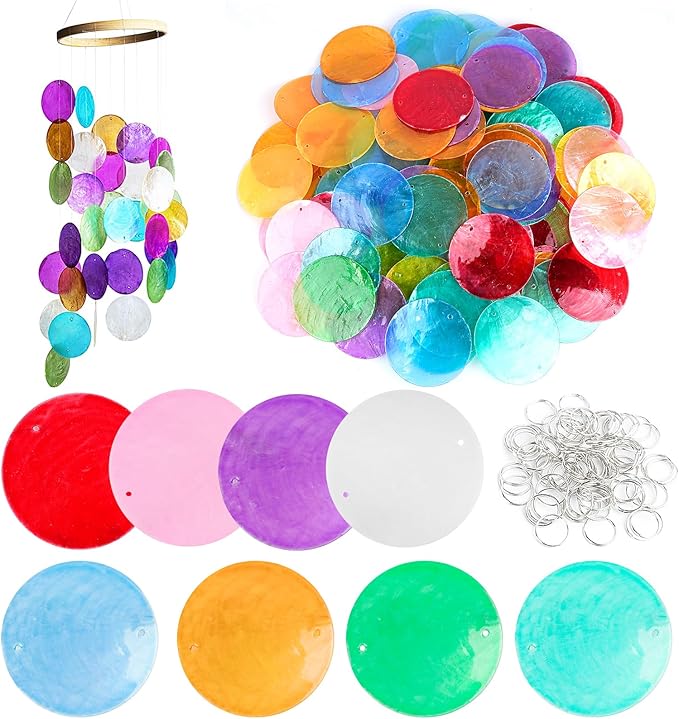Amazon.com: Elesunory 160 Pcs Round Shells Pieces, 1.9-2 Inch Rainbow ...