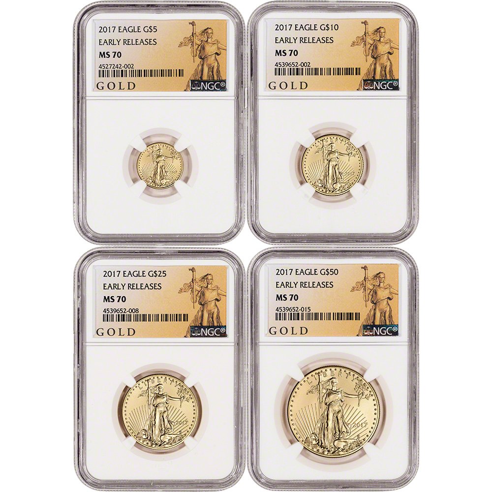 2017 American Gold Eagle 4-Coin Year Set Early Releases ALS Label MS70 ...