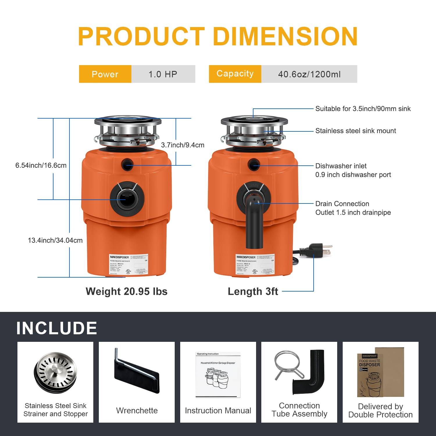 Snapklik.com : MAX DISPOSER Garbage Disposal 1 HP Ultra Quiet ...