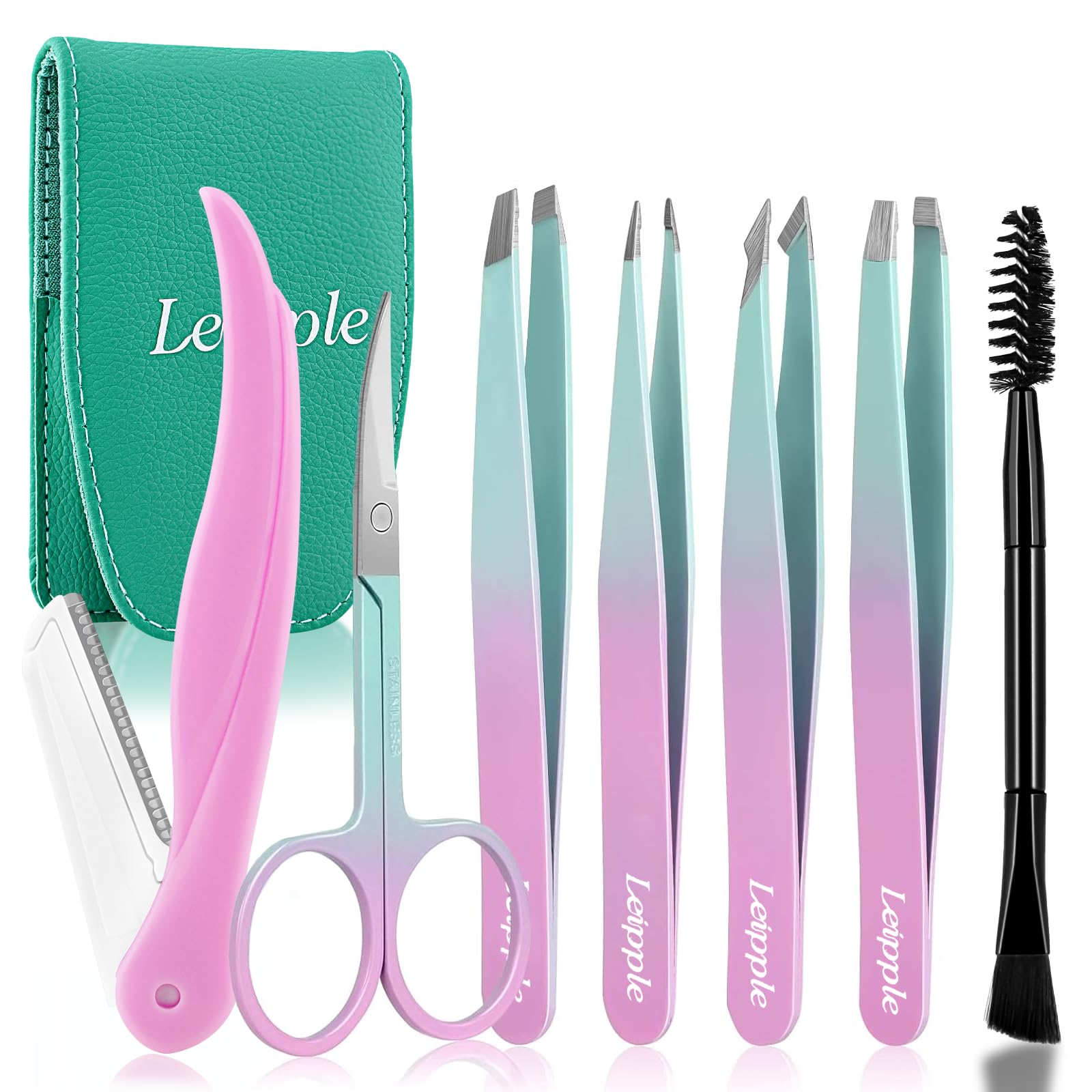 Tweezers Set 7Pcs for Facial Hair Women - Precision Tweezers Set with ...