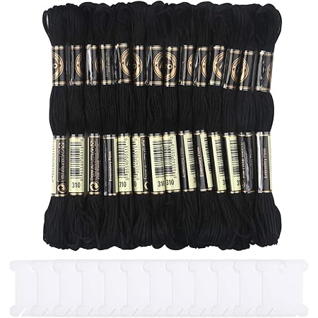 SZXMDKH Black Embroidery Threads,Black Cross Stitch Thread Black Series ...