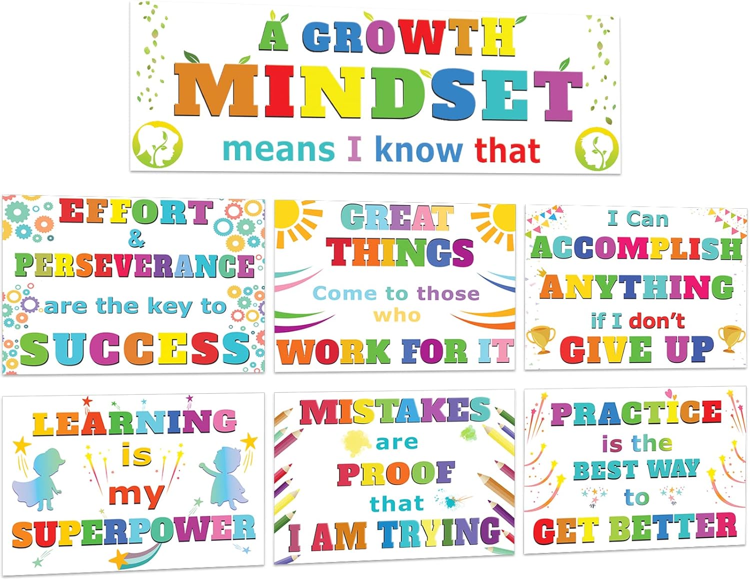 7-Piece Growth Mindset Posters for Classroom Nepal | Ubuy