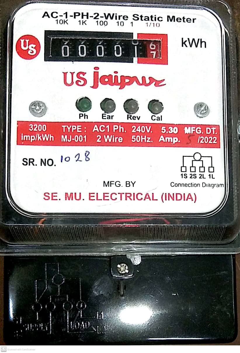POWSUN Single Phase Counter Sub Meter (5-30A, 2 Wire, 240v,50 hz, 3200 ...