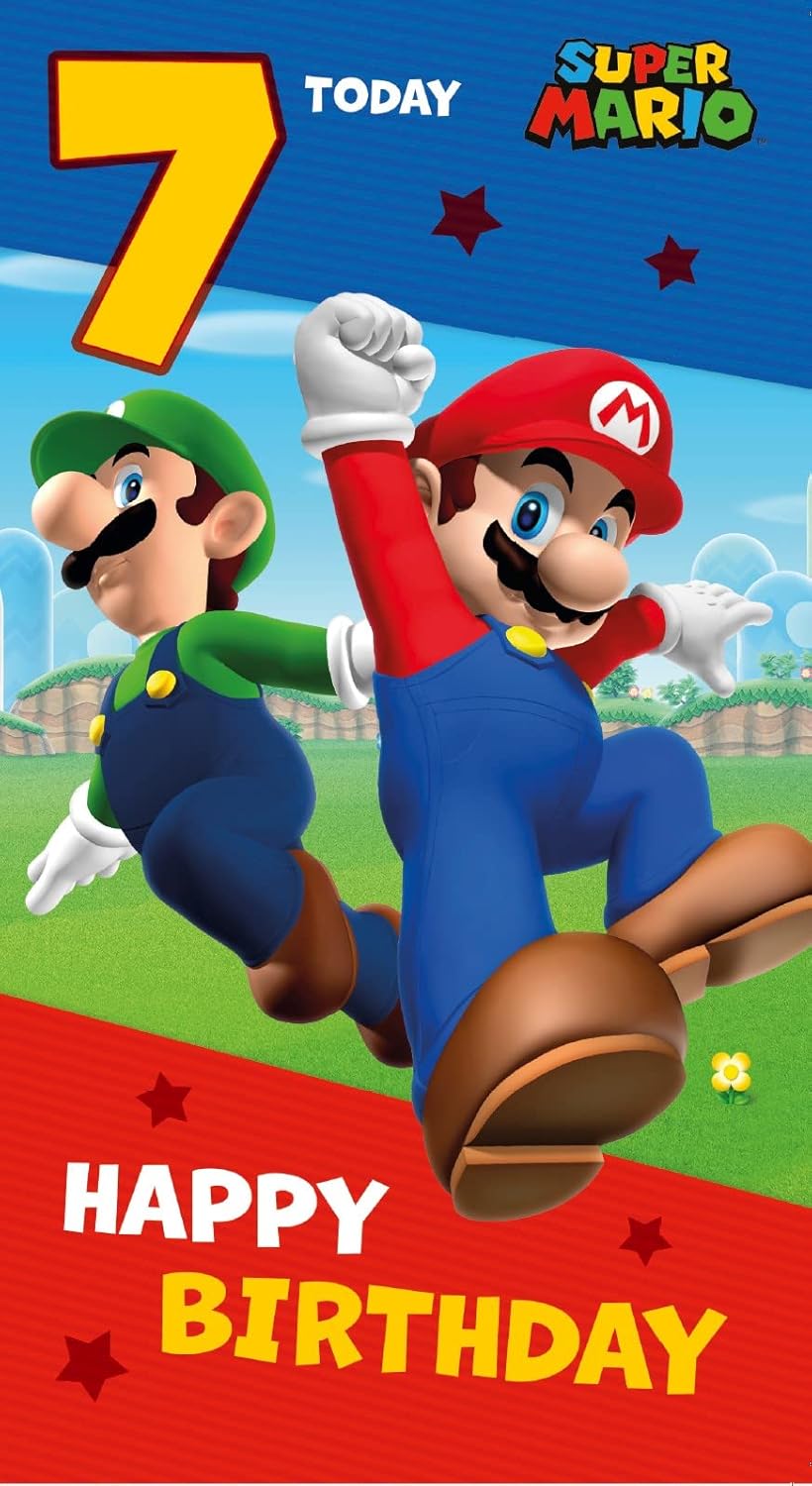 Danilo Promotions LTD Super Mario Geburtstagskarte zum 7. Geburtstag ...