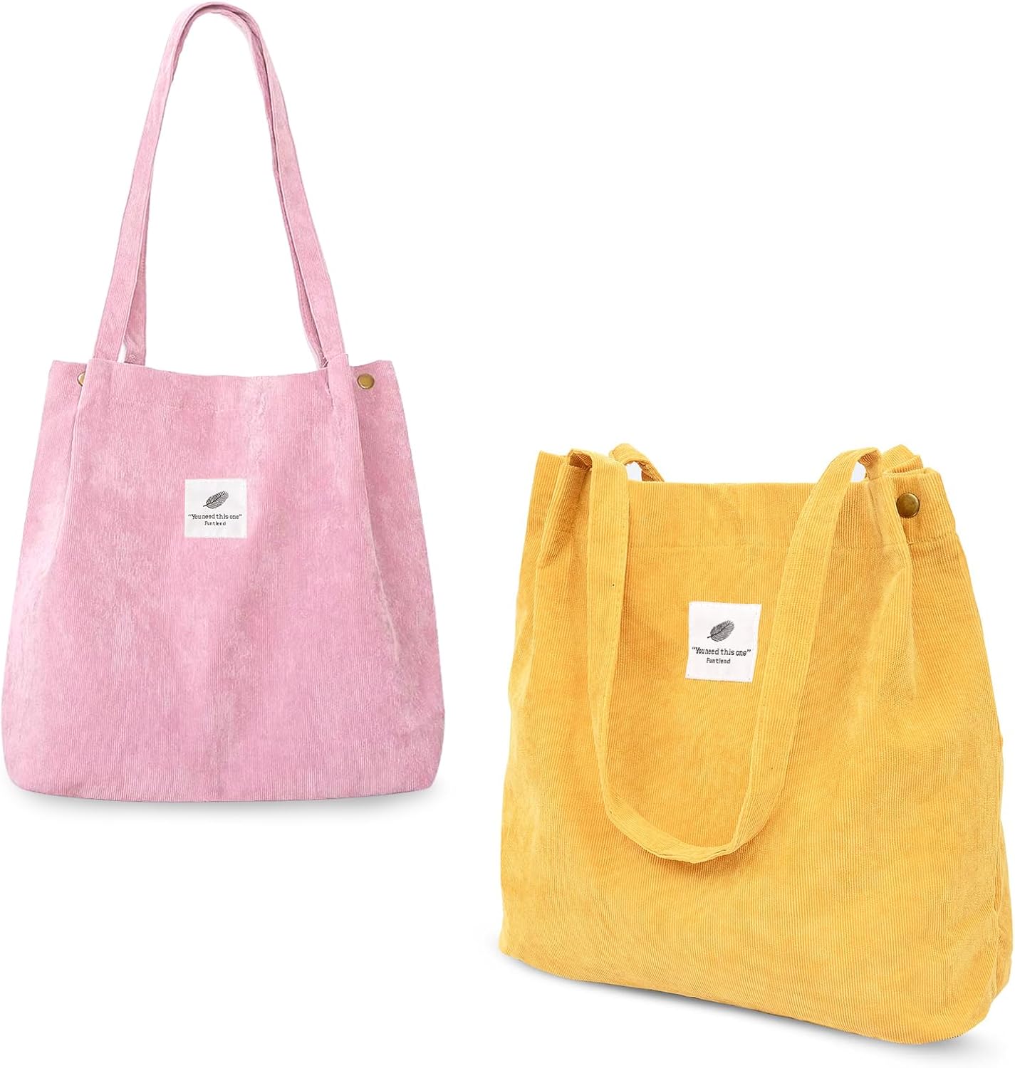 Amazon.com: IBEQUEM 2Pcs Corduroy Tote Bags, Fashion Lightweight Women Shoulder Bag with Inner ...