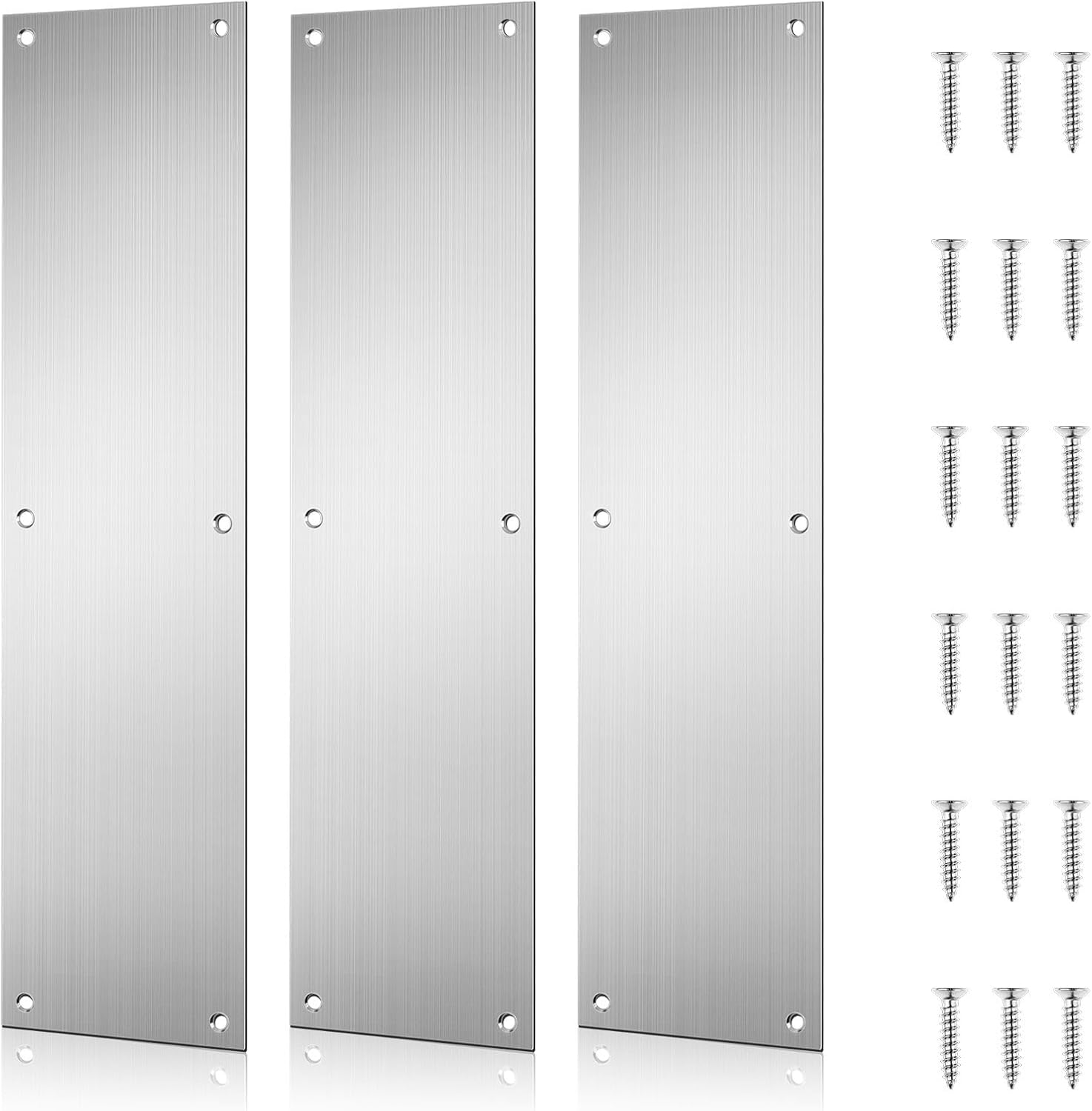 3Pcs Push Door Plate 15x3.5" Stainless Steel Door Push Plate Door Kick ...