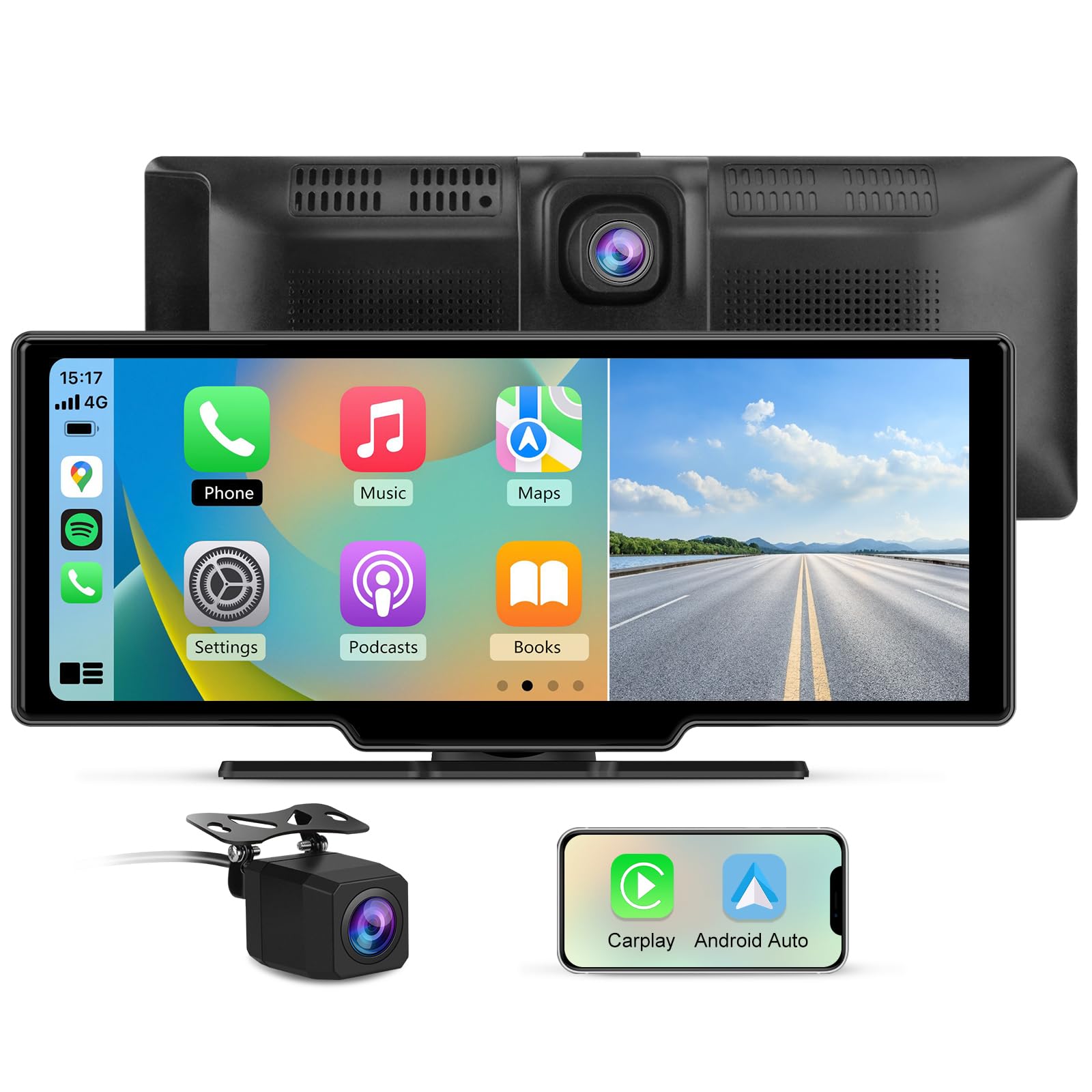 Portable Wireless CarPlay and Android Auto Car Stereo 10.26 inch ...