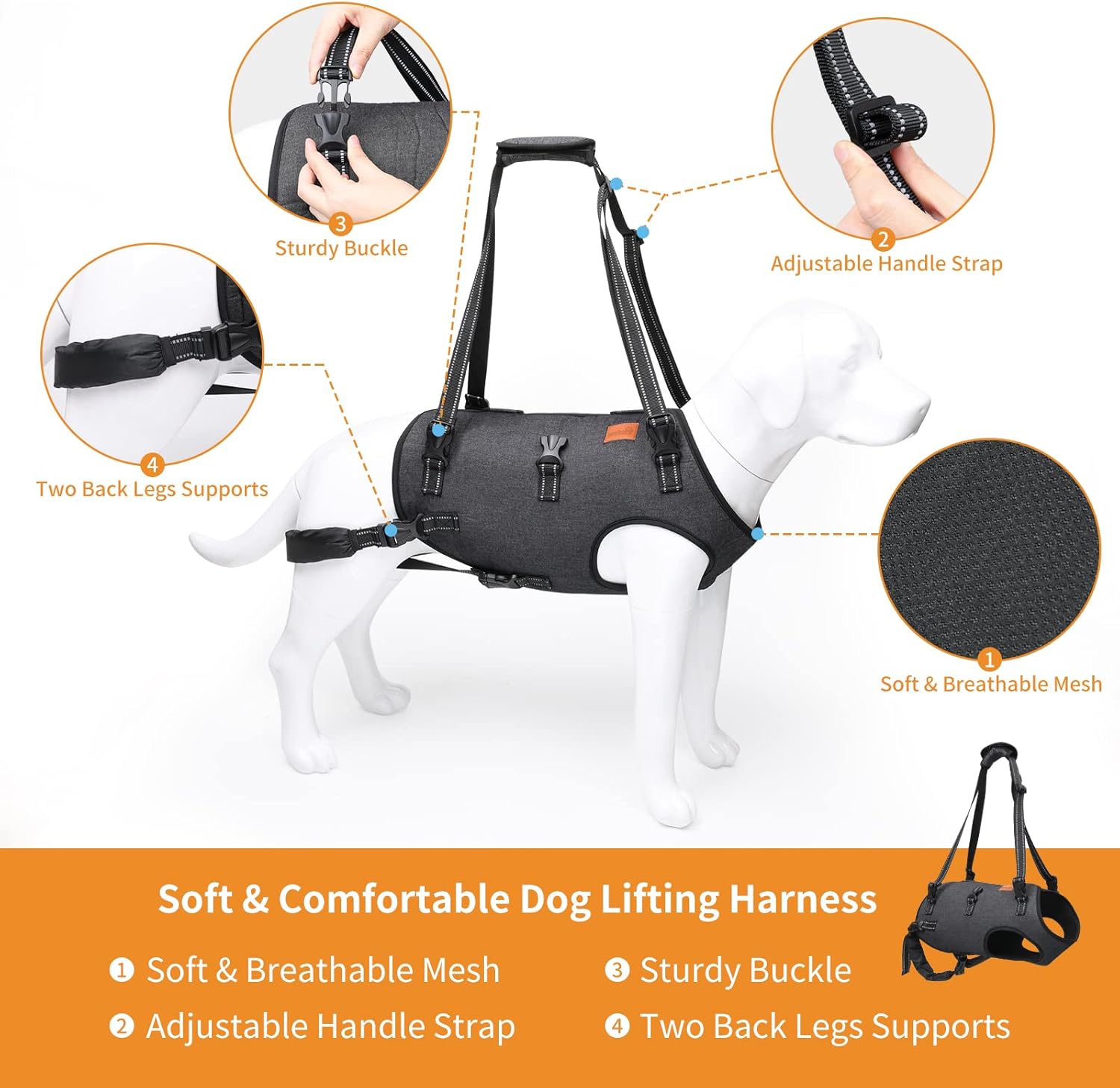 Dog Lift Harness, Full Body Support & Recovery Sling, Pet ...