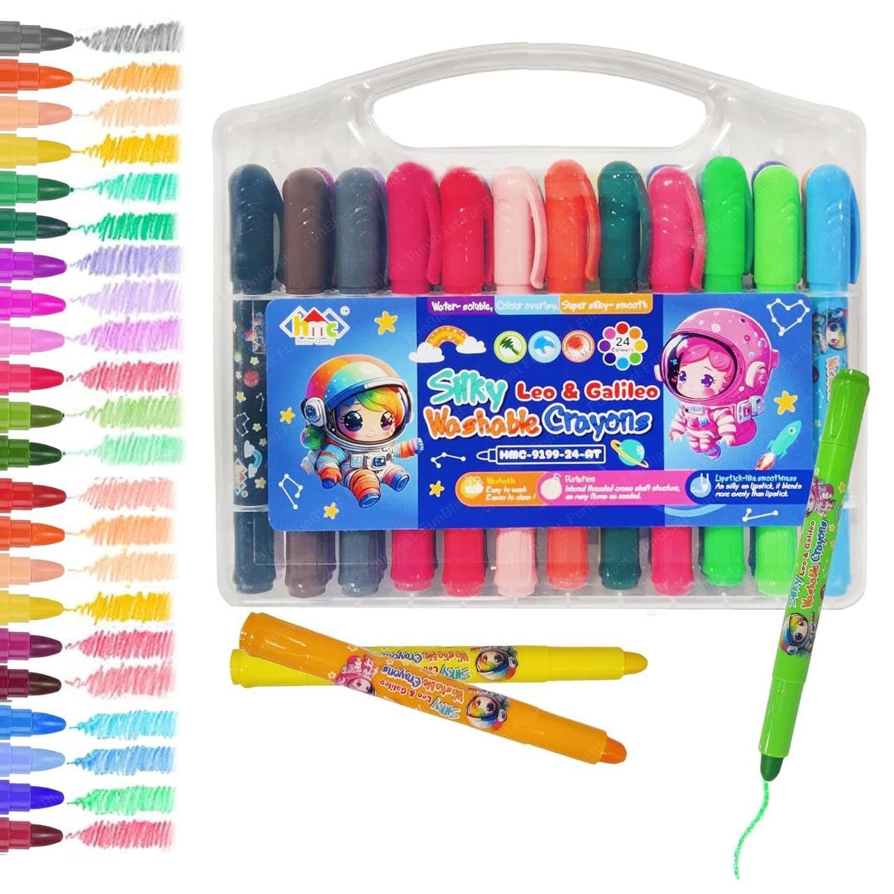 SNEPCOM 24 PC Crayon Set – Includes Classic Cylindrical & Silky ...