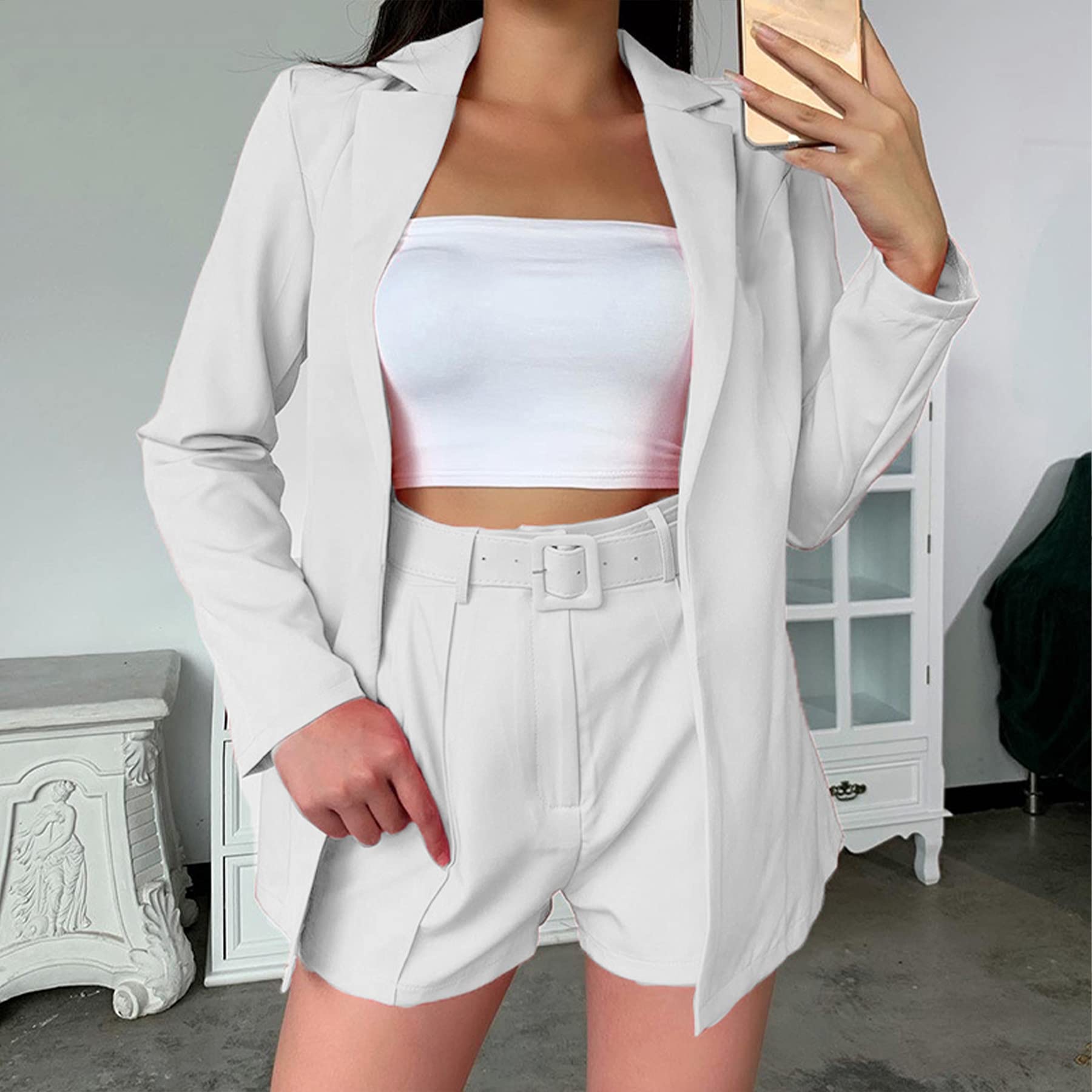 Snapklik.com : Womens Casual 2 Piece Business Outfits Oversized Open ...
