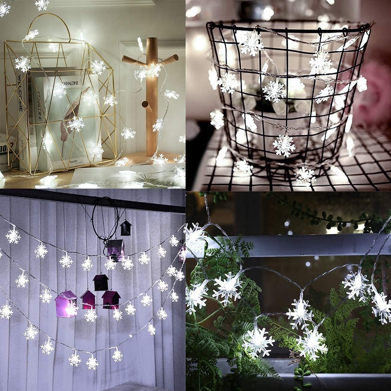 Buy Christmas Snowflake String Lights, 20ft 40 LED Fairy Lights Battery ...