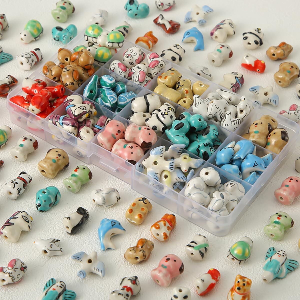 Amazon.com: Decoendiy 24Pcs Porcelain Ceramic Animal Theme Beads,Cute ...