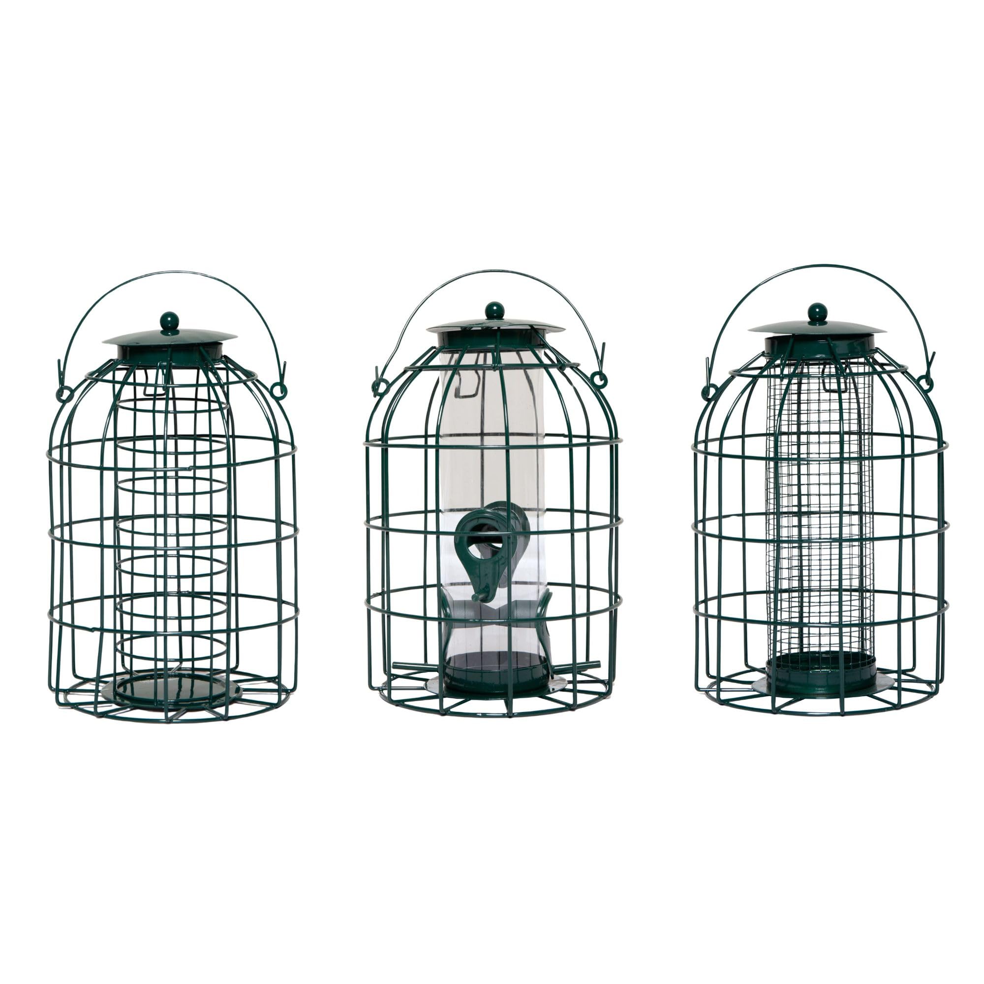 Pack of 3 Premium Wild Bird Hanging Nut Seed & Fat Ball Feeder with ...