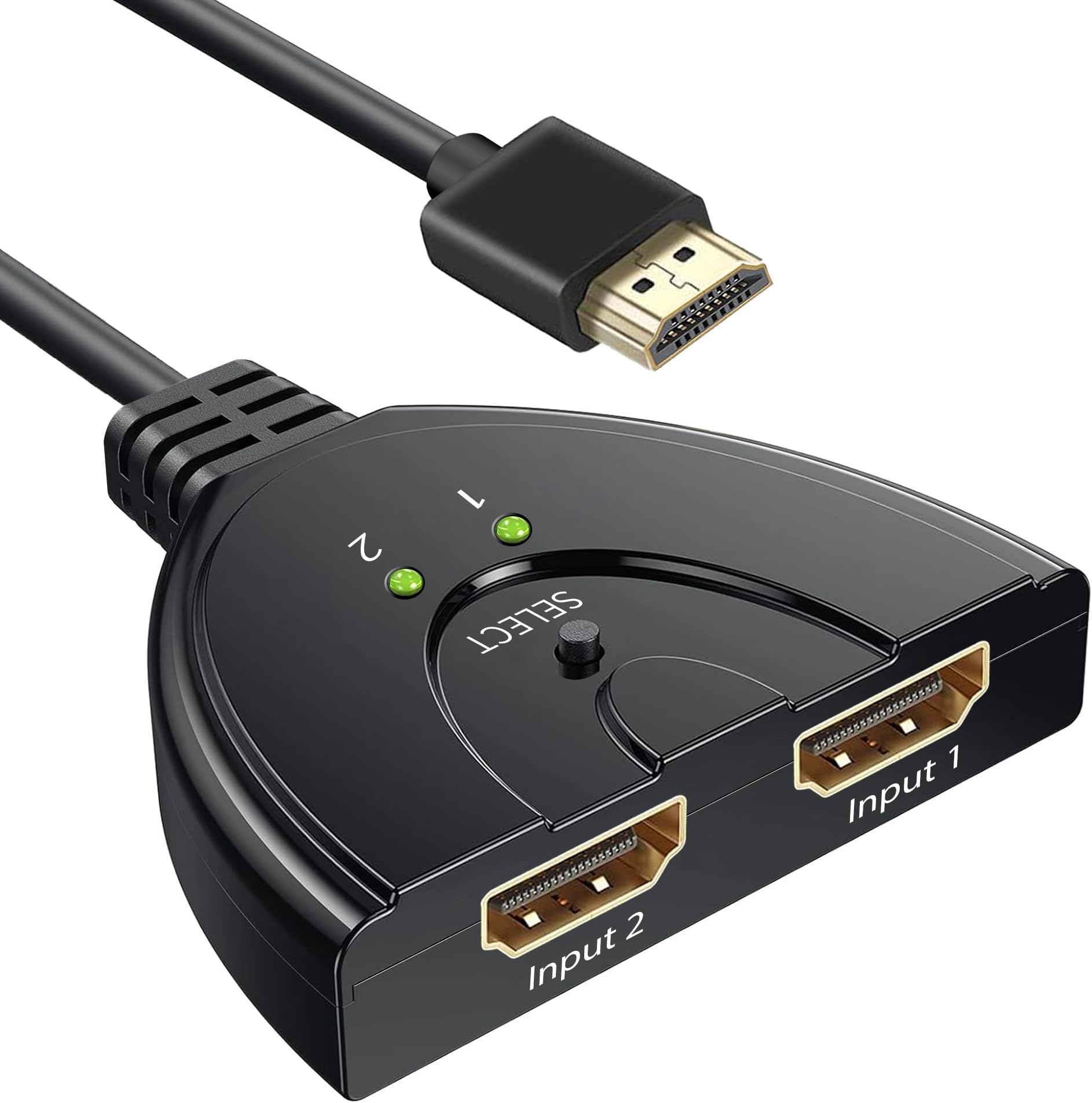 HDMI Switch,HDMI Splitter 2 in 1 Out,Manual HDMI Switcher with Pigtail ...