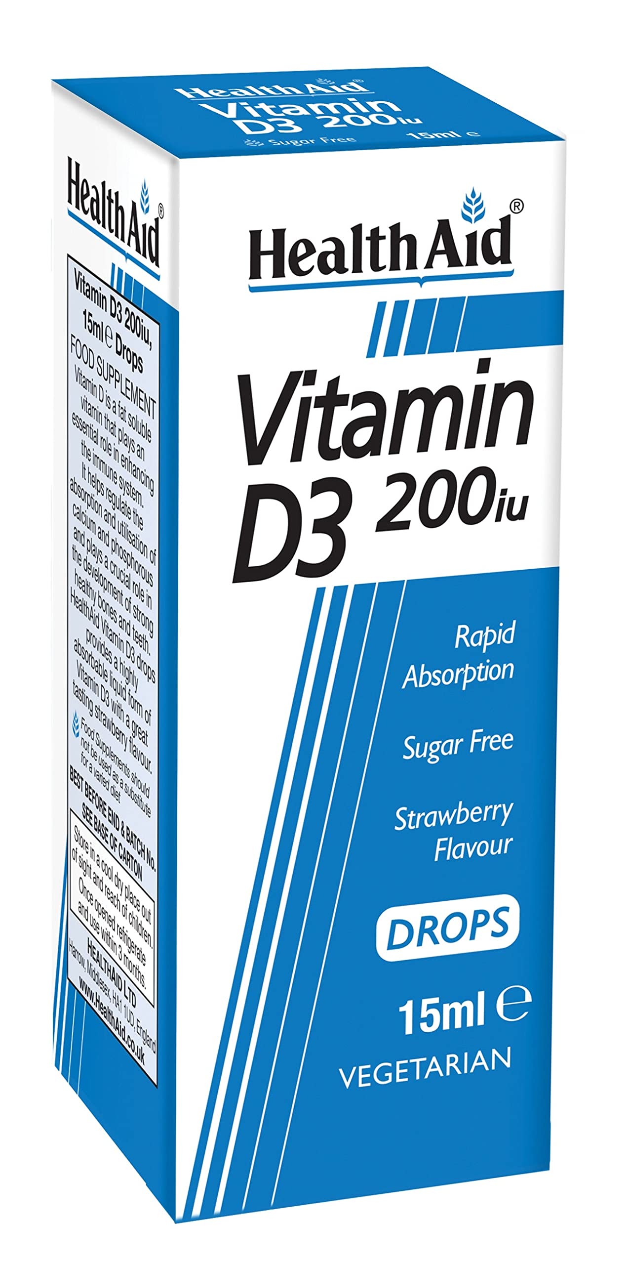 HealthAid Vitamin D3 200iu Drops, Strawberry, 15 Millilitre : Amazon.co ...