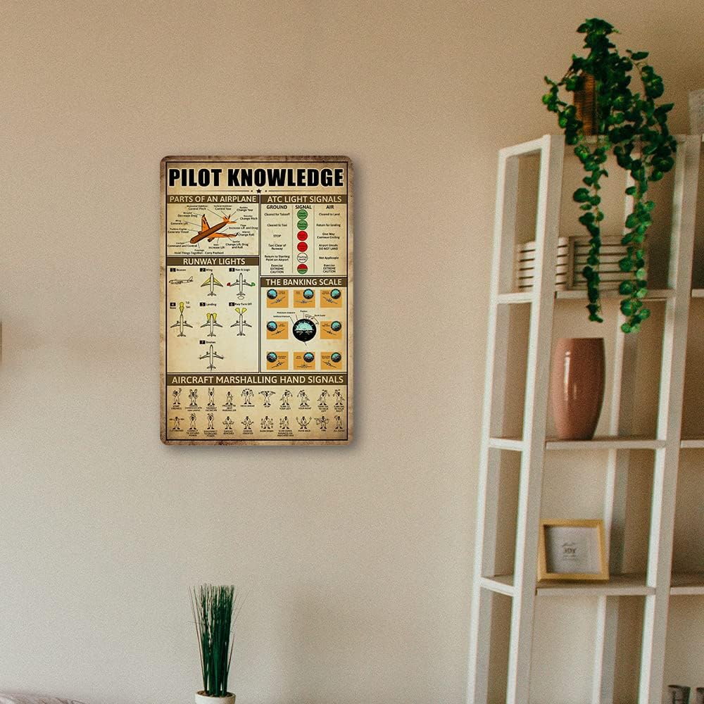 Amazon.com: Retro Pilot Knowledge Metal Signs Vintage Airplane Decor ...