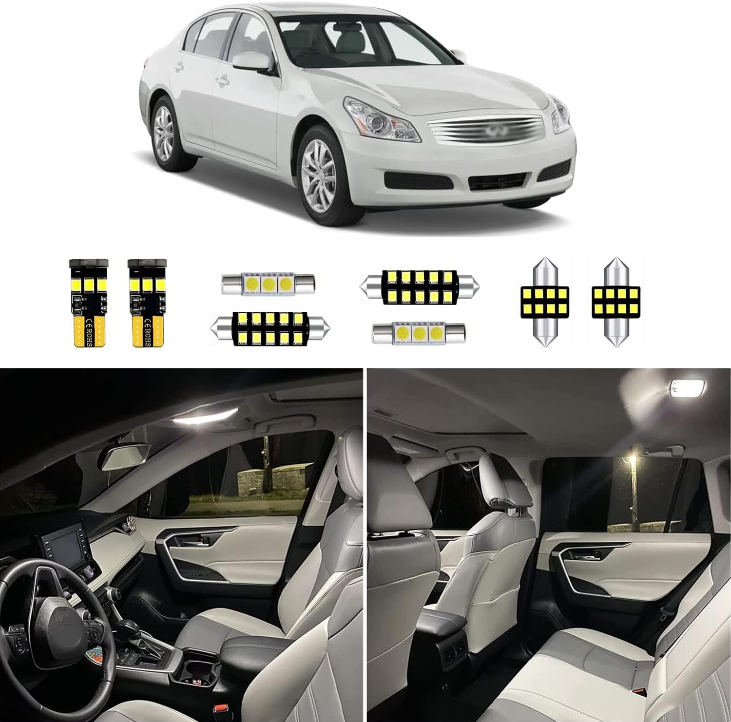 Amazon.com: LIGHSTA 12PCS Super Bright White LED Interior Light Kit ...