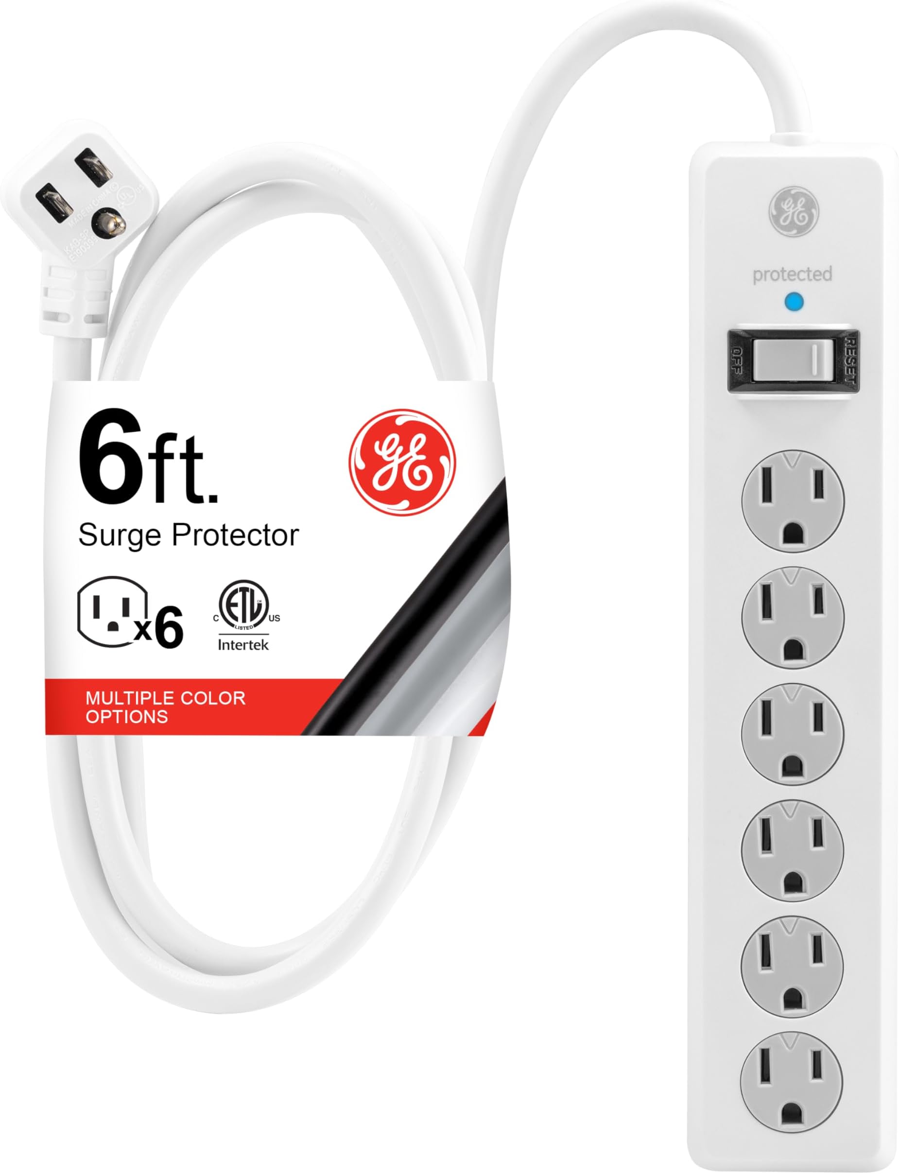 Amazon.com: GE 6-Outlet Surge Protector, 2 Pack, 6 Ft Extension Cord ...