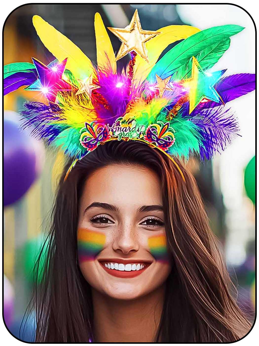 Amazon.com: Woeoe Led Mardi Gras Headbands Light up Star Feather ...